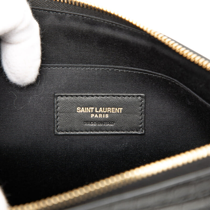 Saint Laurent Pre-owned Saint Laurent Croc Embossed Leather Tiny ...
