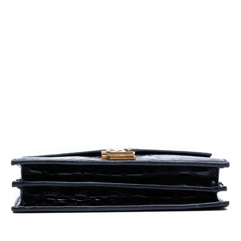 Saint Laurent Pre-owned Saint Laurent Shiny Croc Embossed Calfskin ...