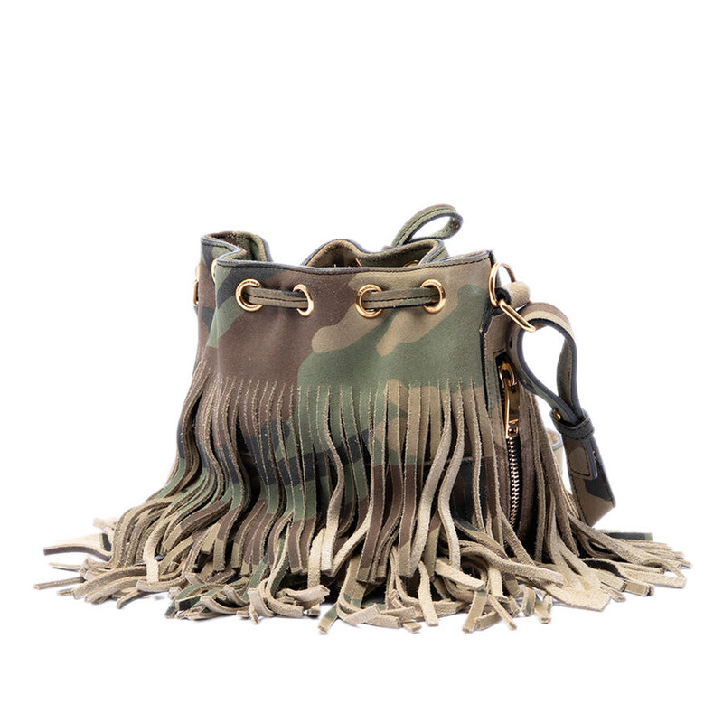 Saint Laurent Pre-owned Saint Laurent Small Camouflage Print Suede ...