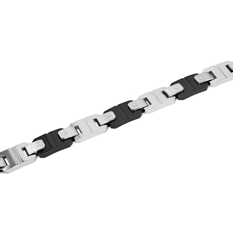 Robert Alton Men's Stainless Steel Black and White Men's Mariner Link ...