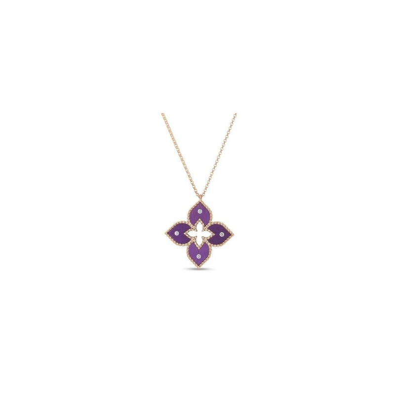 Roberto Coin Venetian Princess Small Purple Titanium Flower Necklace ...