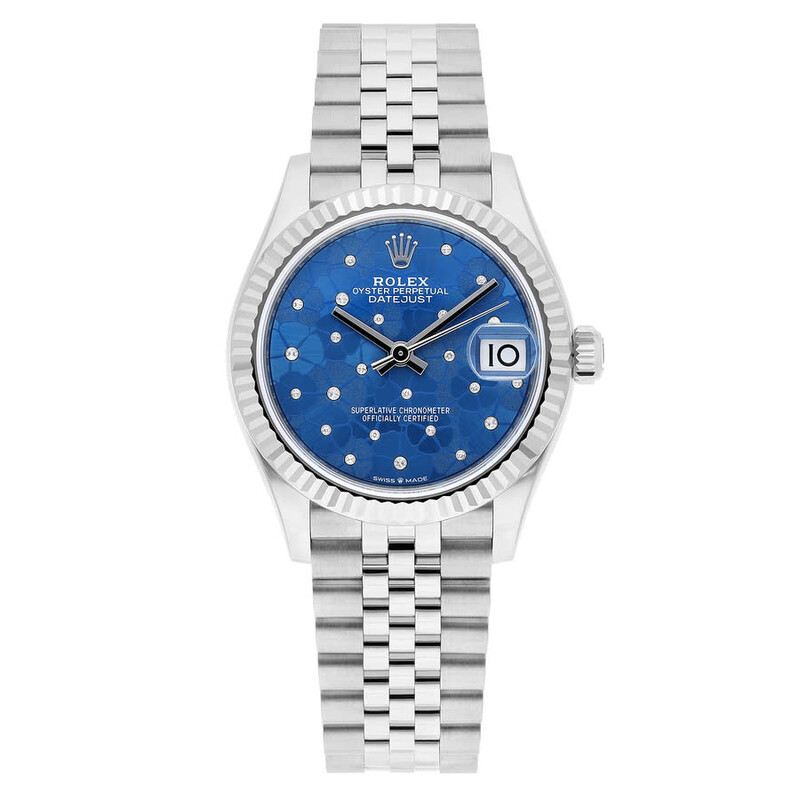 Rolex Datejust 31 Azzurro-Blue Floral Motif Diamond Dial Automatic ...