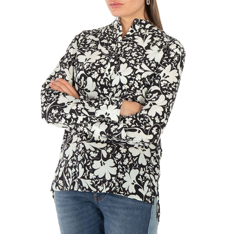 Stella McCartney Black Silk Forest Floral Print Shirt, Brand Size 40 ...