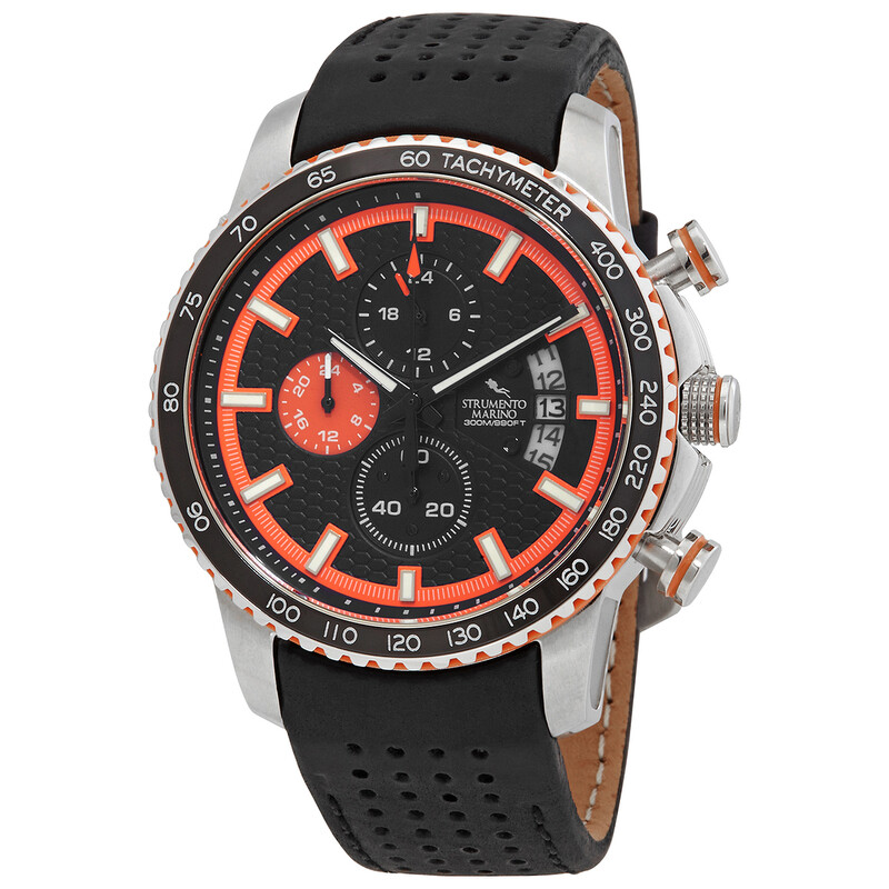 Strumento Marino Freedom Leather Chronograph Quartz Black Dial Men's ...