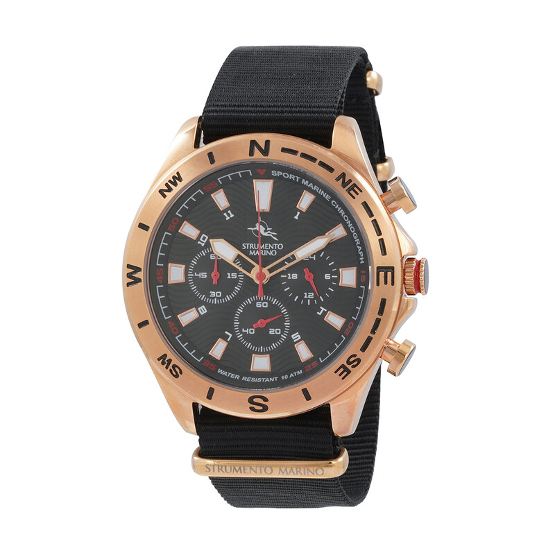Strumento Marino Sport Marine Chronograph Nylon Black Dial Men's Watch ...