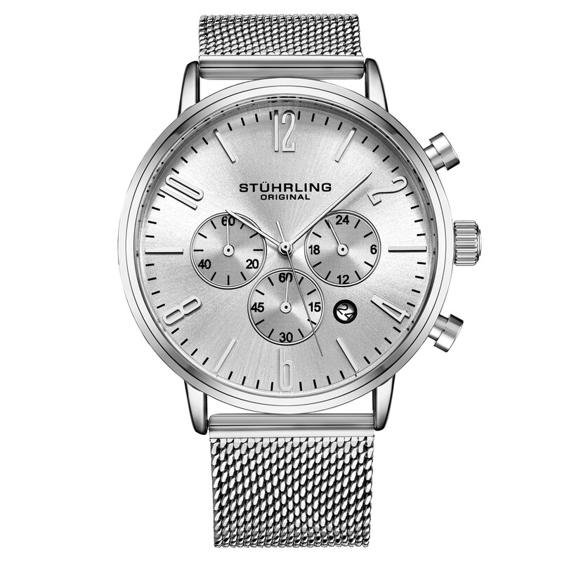 Stuhrling Original Monaco Chronograph Quartz Silver Dial Men's Watch ...