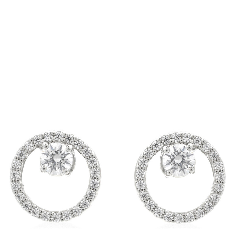 Swarovski Constella Pierced Earrings Stud Cz Rhodium Shiny White ...