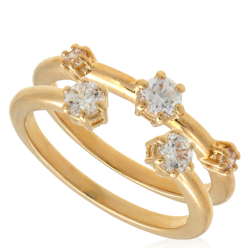 Swarovski Gold,Tone Plated Constella Ring Set (2), Size 55 (US 6.75 ...