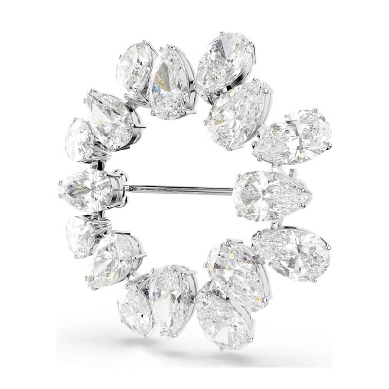 Swarovski Matrix Pear-Cut Rhodium Plated Brooch 5714646 9009657146469 ...