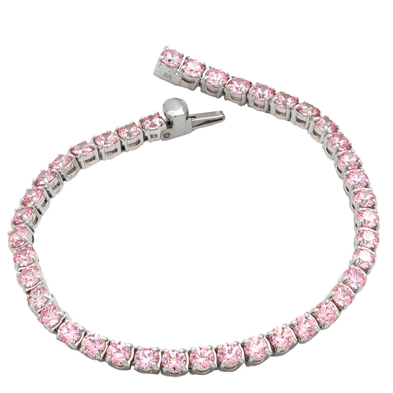 Swarovski Matrix Pink Rhodium Plated Tennis Bracelet, Size Large ...