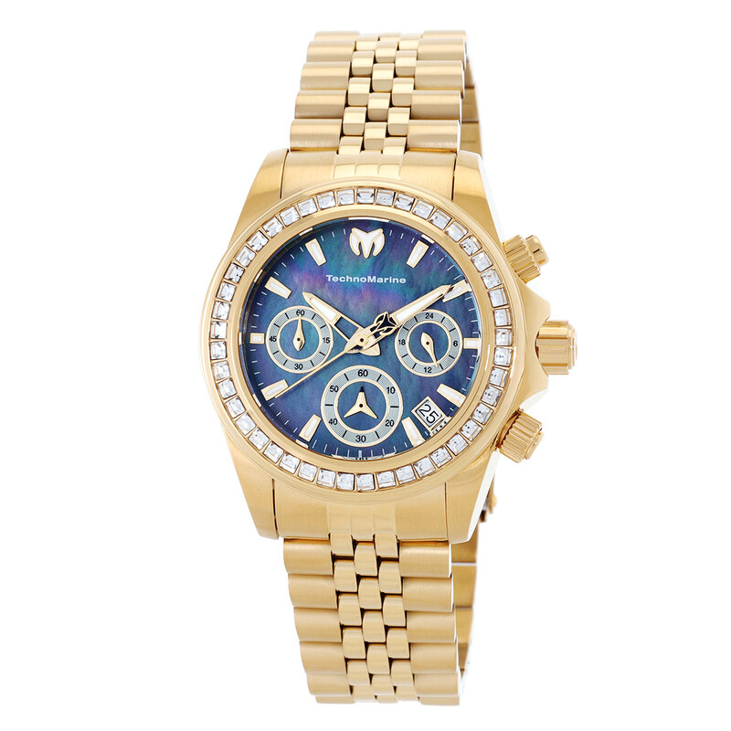 Technomarine Manta Ray Chronograph GMT Quartz Crystal Black Mother of ...