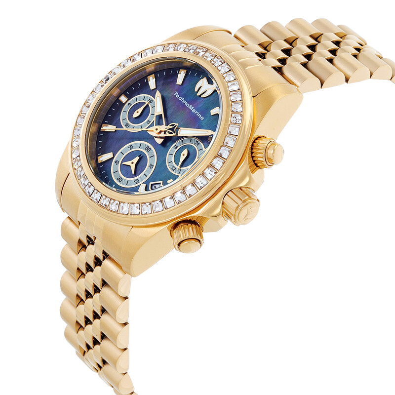 Technomarine Manta Ray Chronograph GMT Quartz Crystal Black Mother of ...