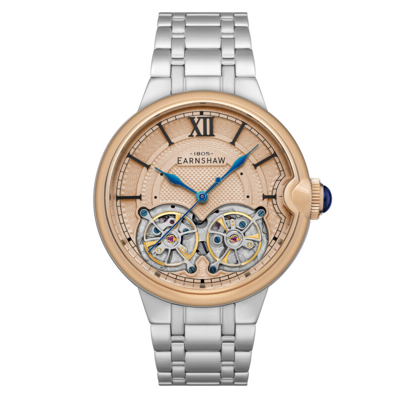 Thomas Earnshaw Barallier Dual Open Heart Automatic Rose Gold Dial Men ...