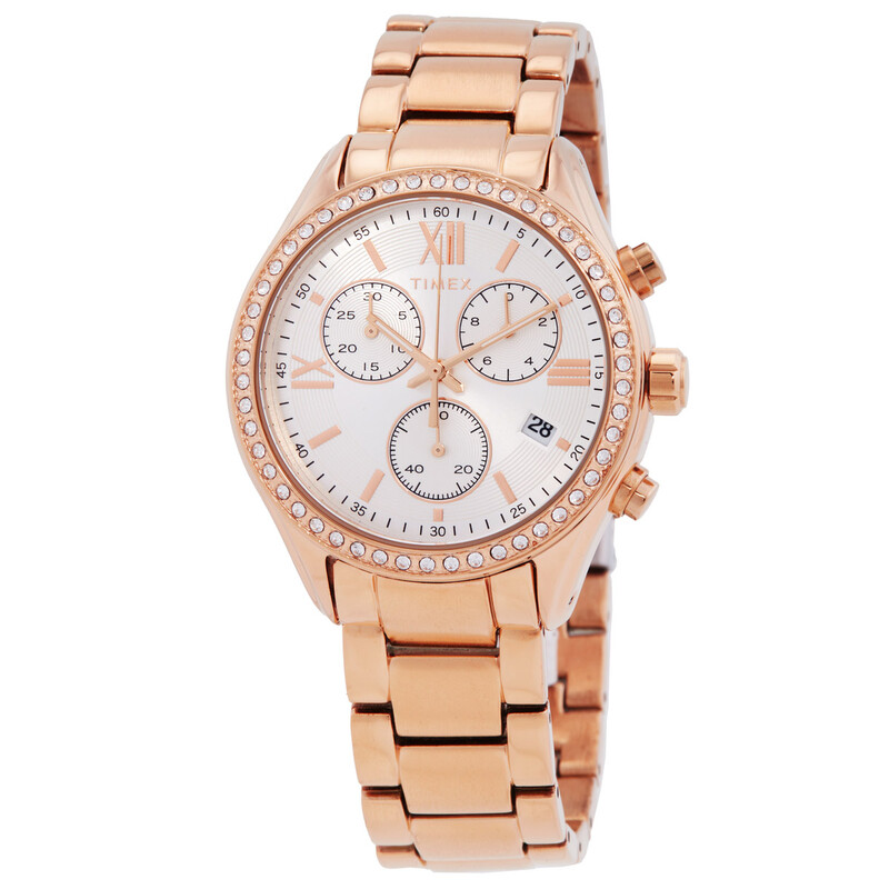 Timex Chronograph Quartz Crystal Silver Dial Ladies Watch TW2V57900 ...