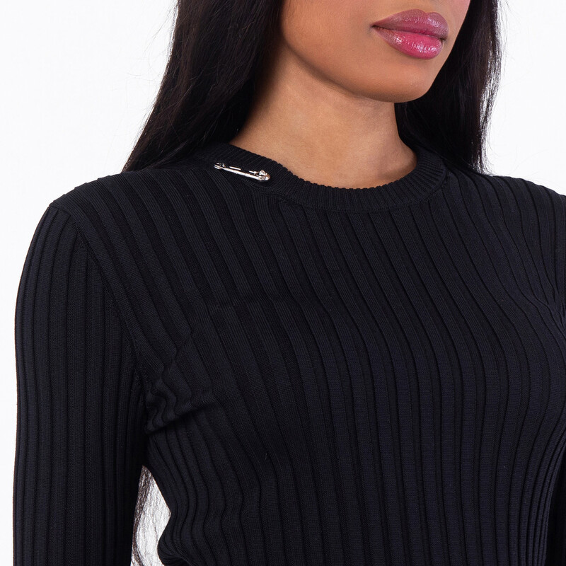 Versace Safety Pin Ribbed-Knit Dress, Brand Size 38 ( US Size 2 ...