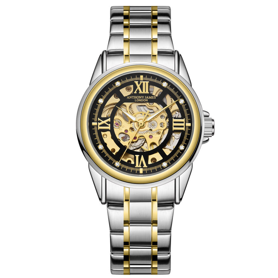 Anthony James Skeleton Black Dial Men's Watch AJ005 731717495574 ...