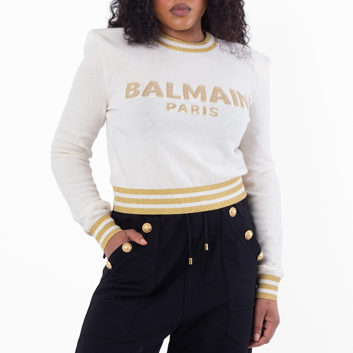 Balmain Retro Logo-Embroidered Tank Top, Size Medium CF1EB045BC49-CREME ...