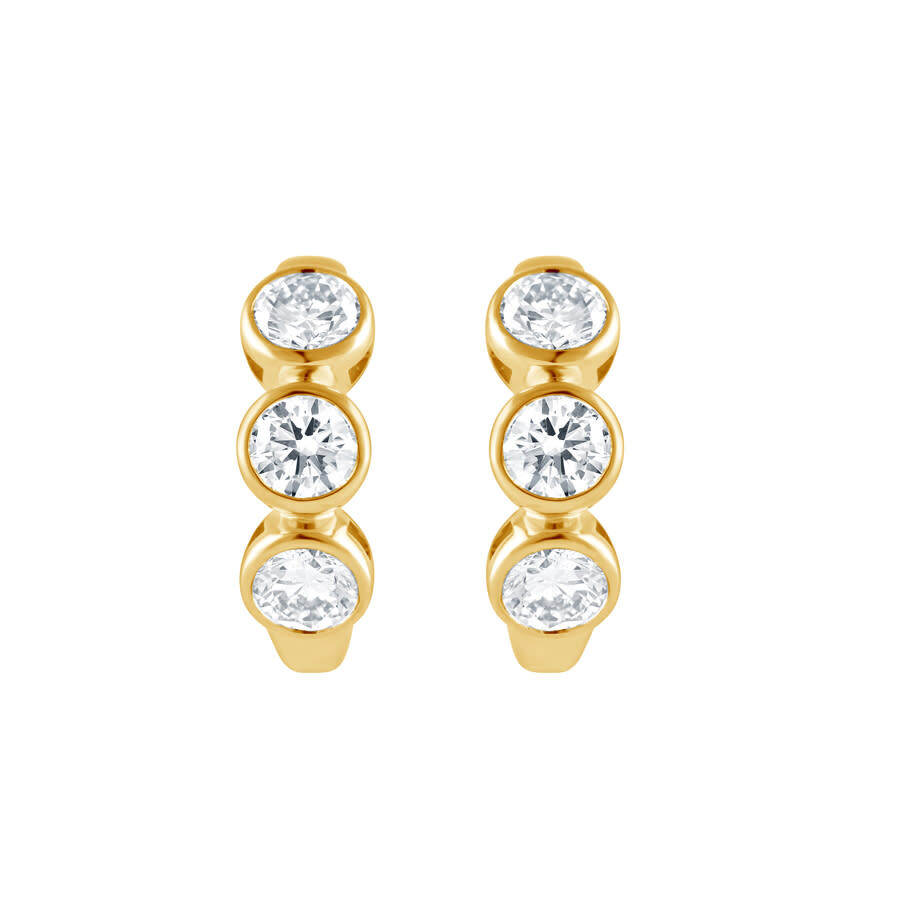 Brilliant Diamond 1/4 Carat Round Lab Grown Diamond Stud Earrings in 14K Yellow Gold, Push Back ...