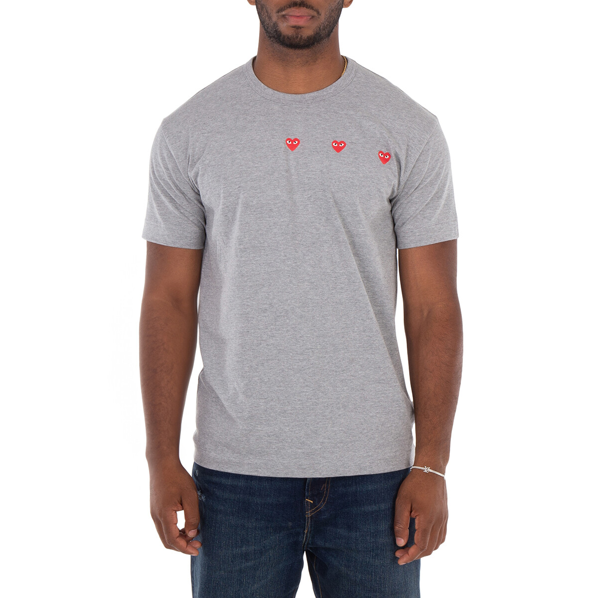 Comme Des Garcons Play Navy / White Long Sleeve Heart Logo Stripe Tee ...