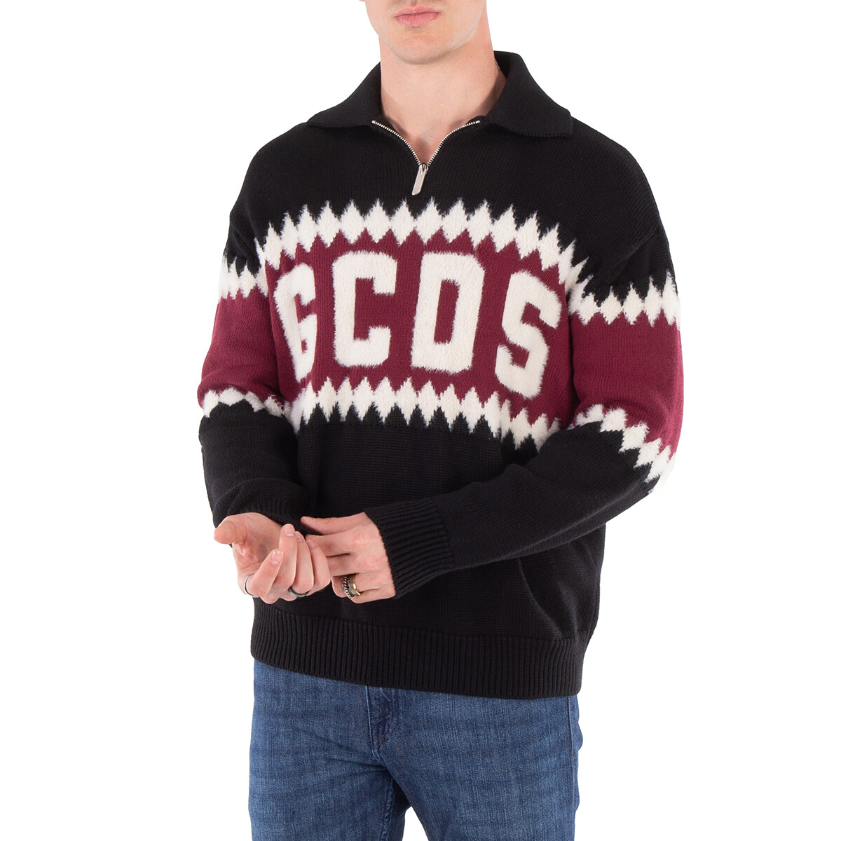 GCDS Chain Print Track Sweater, Size Small CC94M220001-02 - Clothing ...