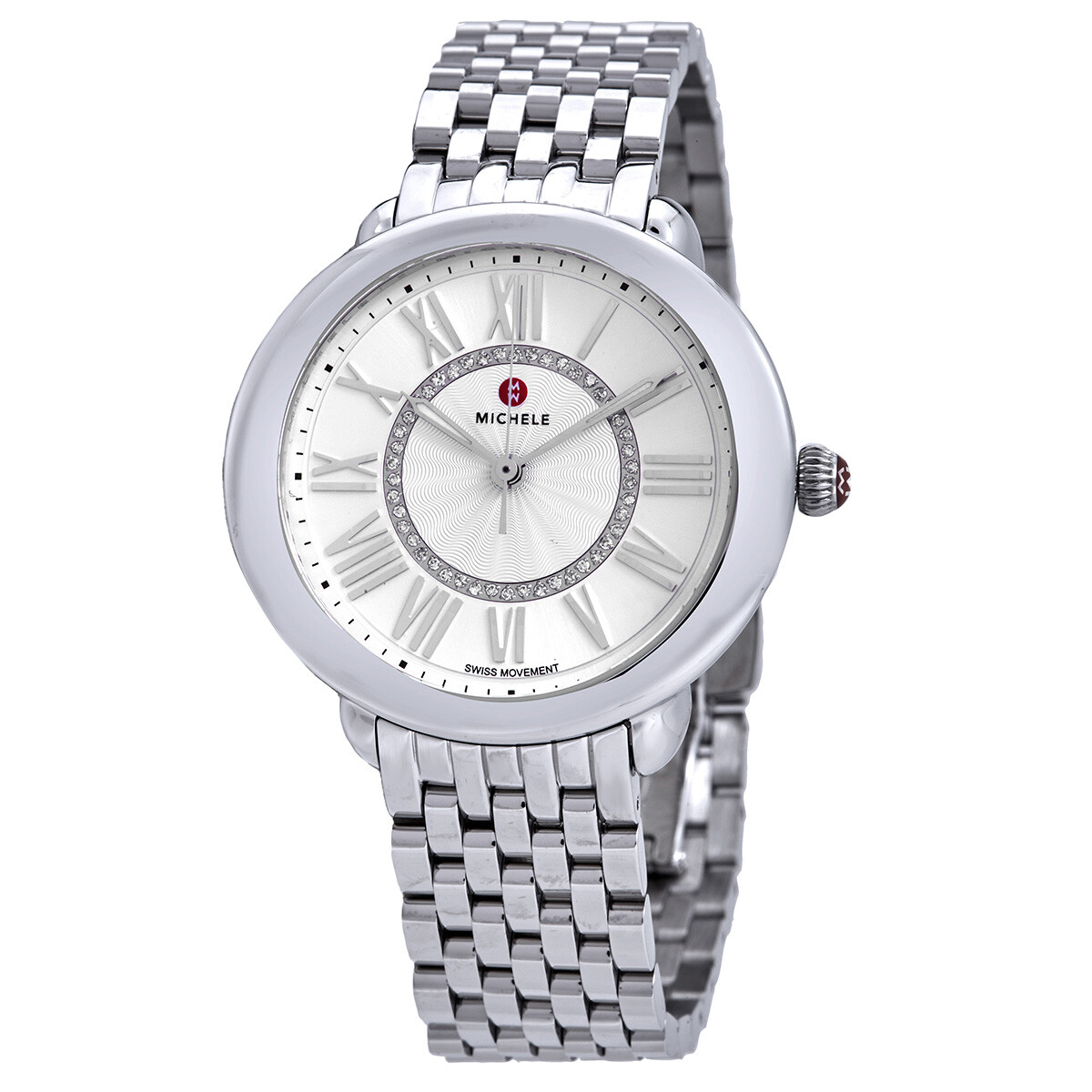 Michele Extreme Butterfly Diamond White Dial Stainless Steel Ladies ...