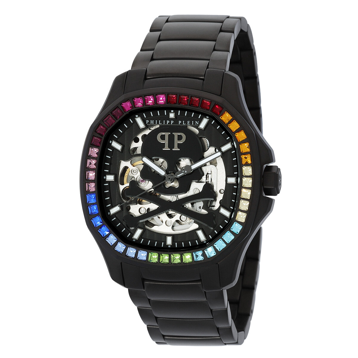 Philipp Plein Skeleton Spectre Automatic Crystal Black Dial Men's Watch ...