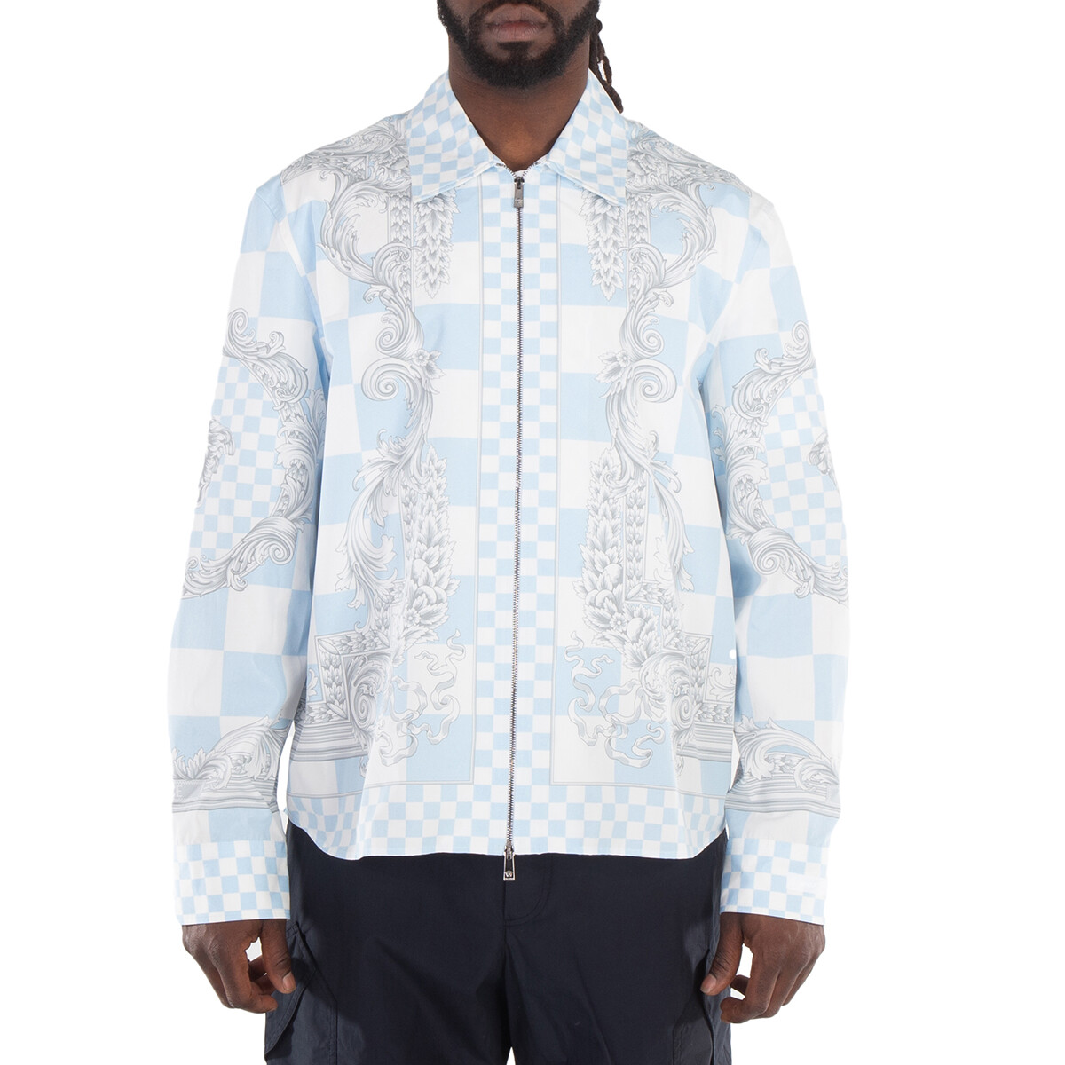 Versace Silk Long Sleeves Medusa Printed Harness Shirt, Brand Size 46 ...