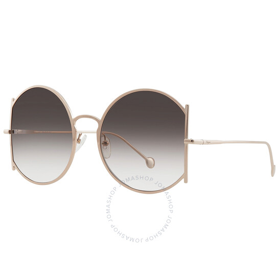 Salvatore Ferragamo Gray Gradient Round Ladies Sunglasses Sf244s 785 57