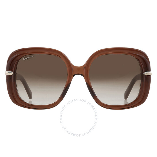 Ferragamo Salvatore Ferragamo Grey Gradient Square Ladies Sunglasses