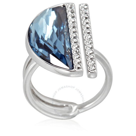 Swarovski Rhodium Plated Blue Crystal Glow Ring Size 52 5294969