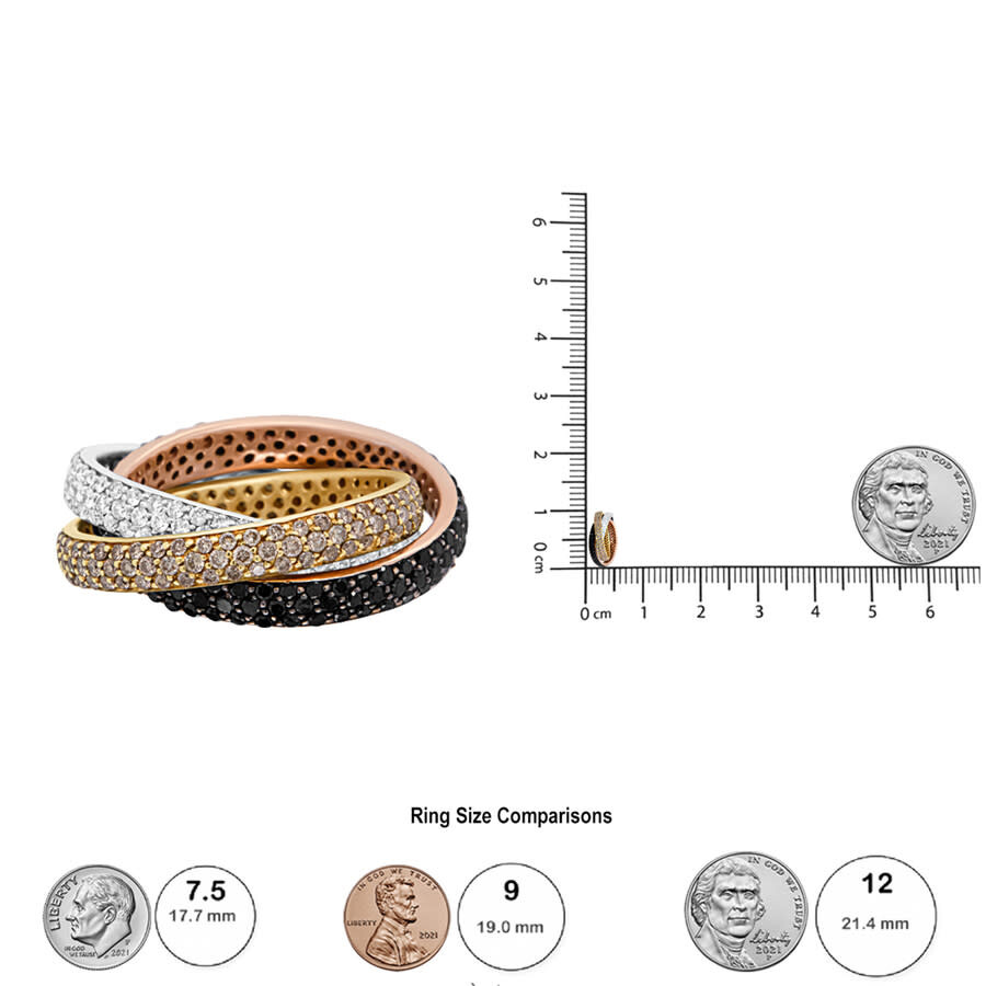 Haus Of Brilliance 18K Tri-Color Gold 3 5/8 Cttw Diamond Interlocking ...