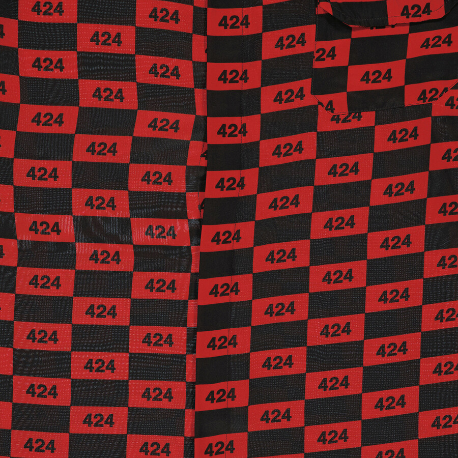 424 Men's Short-sleeve Repeat 424 Logo Shirt In Red/Black, Size Small ...