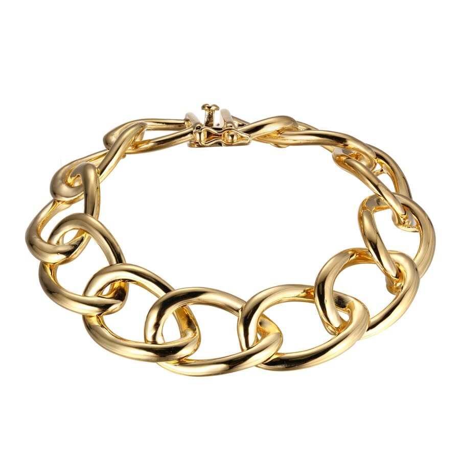 925 Couture 18k Gold Plated Bronze Large Oval Link Bracelet, 7.5 ...