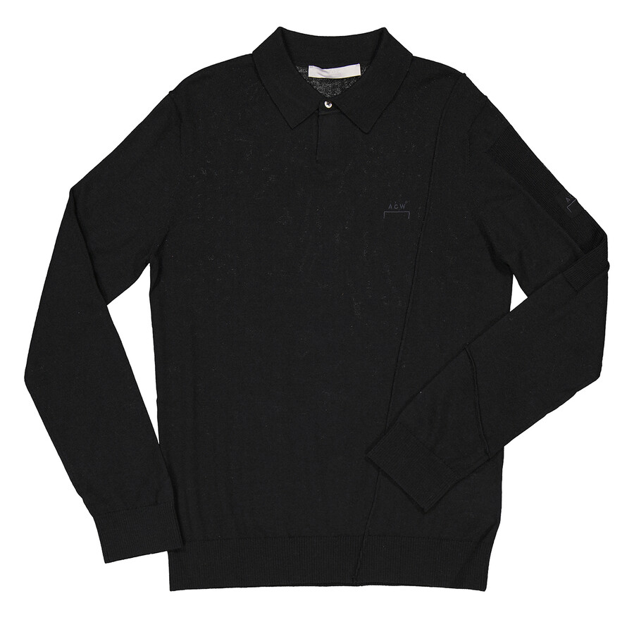 A Cold Wall Men's Black Long Sleeve Merino Wool Polo Shirt, Size Small ...