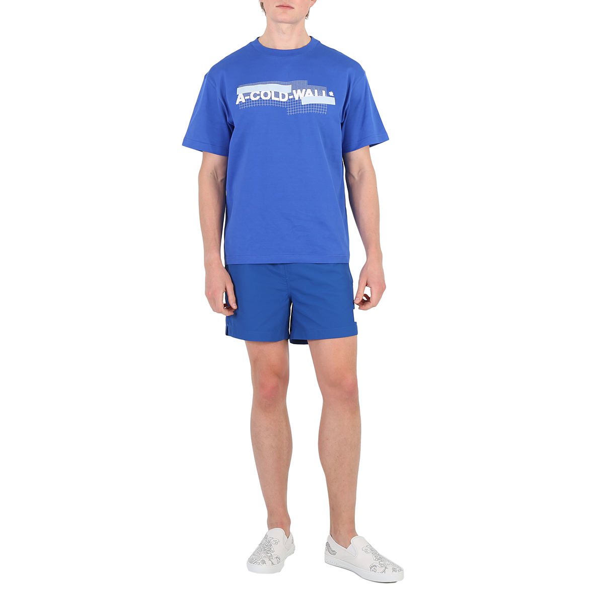 A Cold Wall Men's Volt Blue Essential Logo Patch Swim Shorts, Size ...