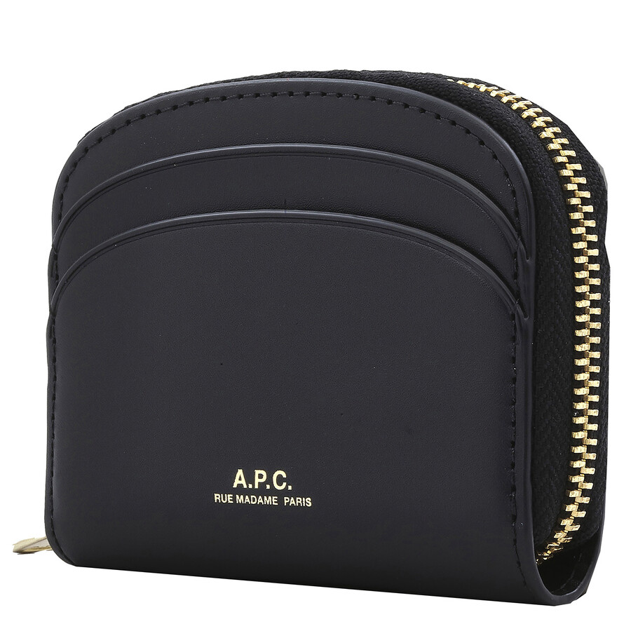 A.P.C. Black Leather Demi-Lune Mini Compact Wallet PXAWV-F63437-LZZ ...