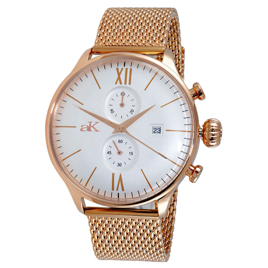 Adee Kaye Quartz White Dial Men's Watch AK2376MESHRGSV - Watches - Jomashop