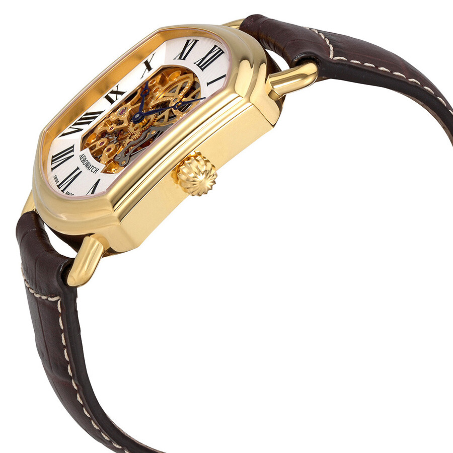 Aerowatch 1942 Arcada Hand Wound Brown Leather Men's Swiss Made Watch A ...