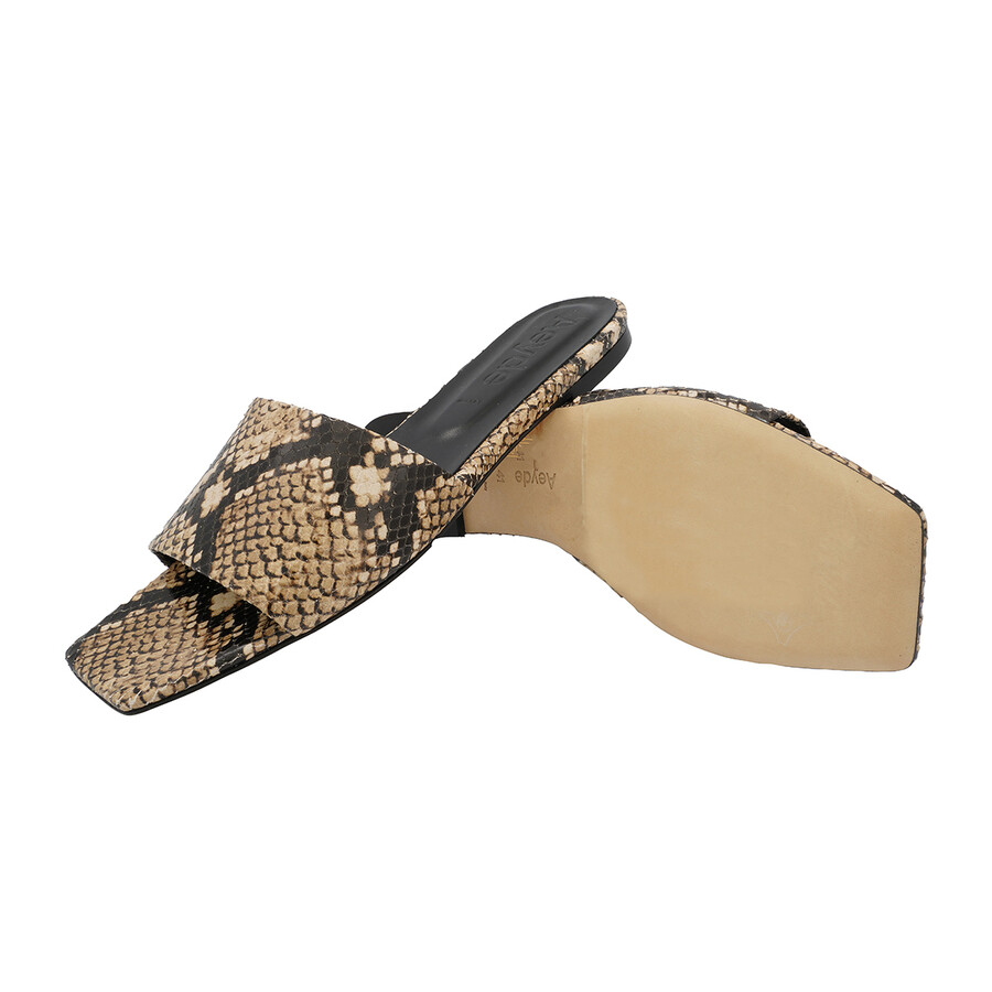 Aeyde Ladies Hazelnut Snake Print Mules, Brand Size 41 ( US Size 11 ...