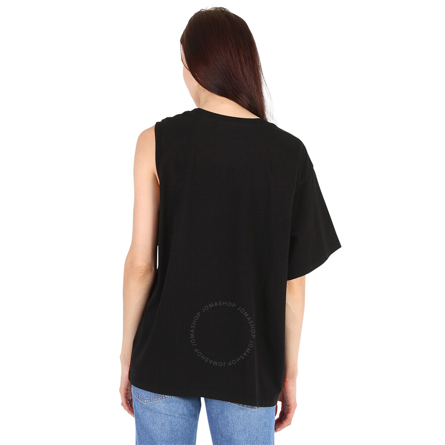 Agolde Ladies Black Della Asymmetrical T-shirt, Size Large A7128-1410 ...