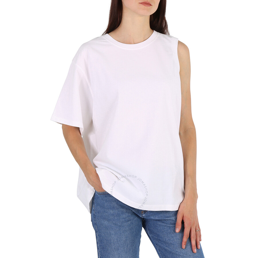 Agolde Ladies White Della Asymmetrical Tee, Size Large A7128-1410 WH ...