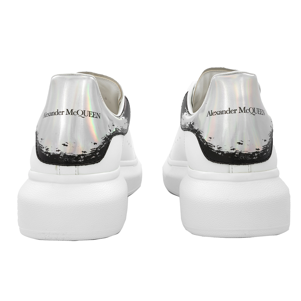 Alexander Mcqueen Men's Larry White / Silver Hologram Heel Tab Sneakers ...