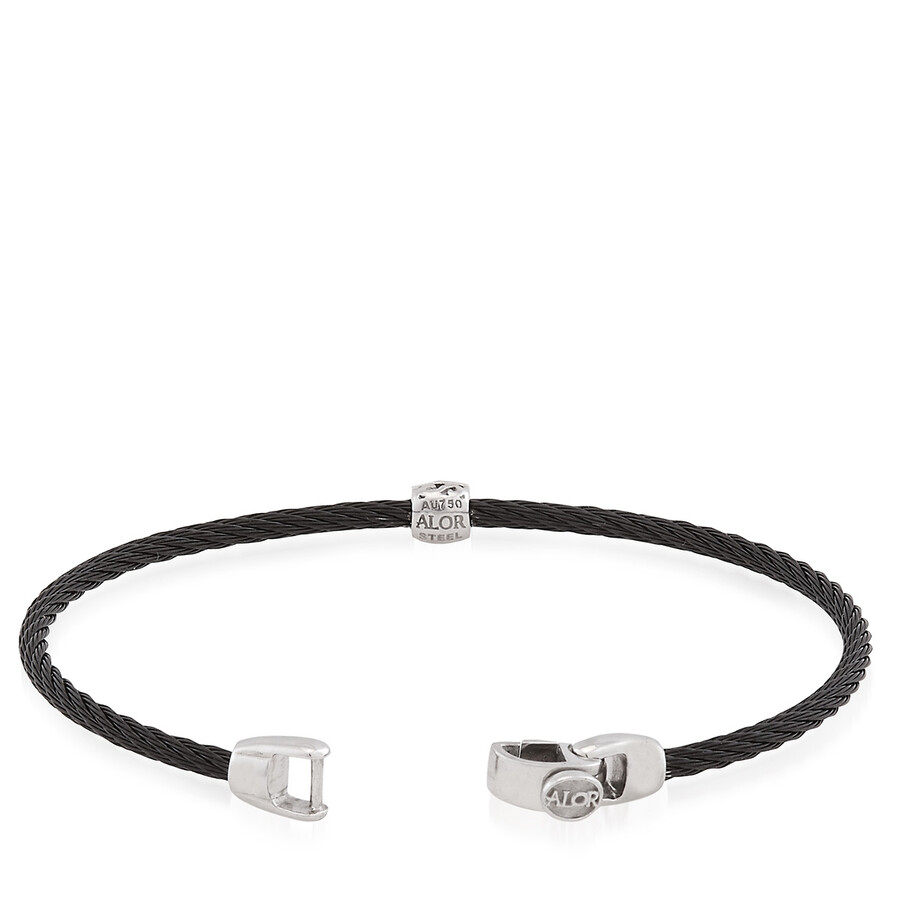 Alor Black Cable Single Barrel Station Stackable Bracelet with 18kt ...
