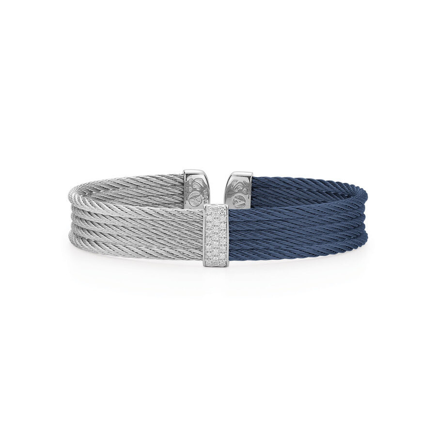 Alor Blueberry & Grey Cable Mini Cuff with 18kt White Gold & Diamonds ...