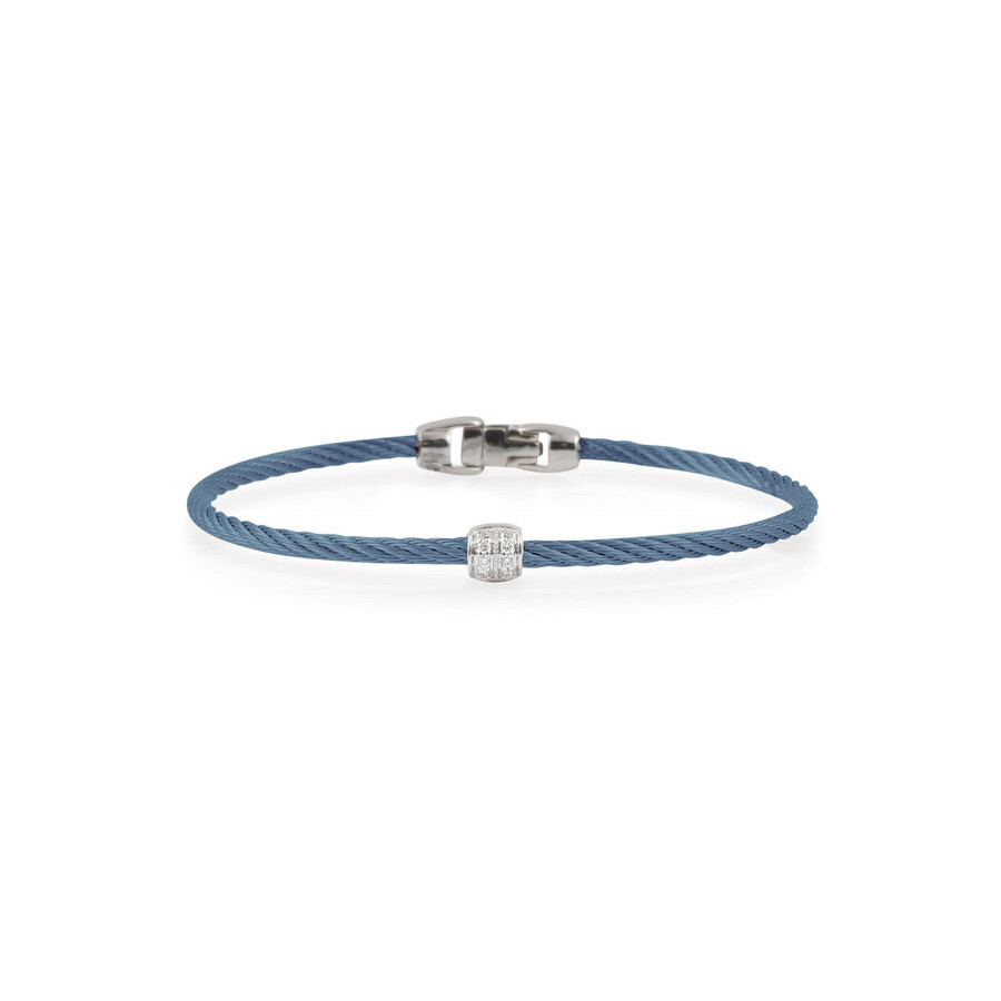 Alor Caribbean Blue Cable Single Barrel Station Bracelet with 18kt Gold ...