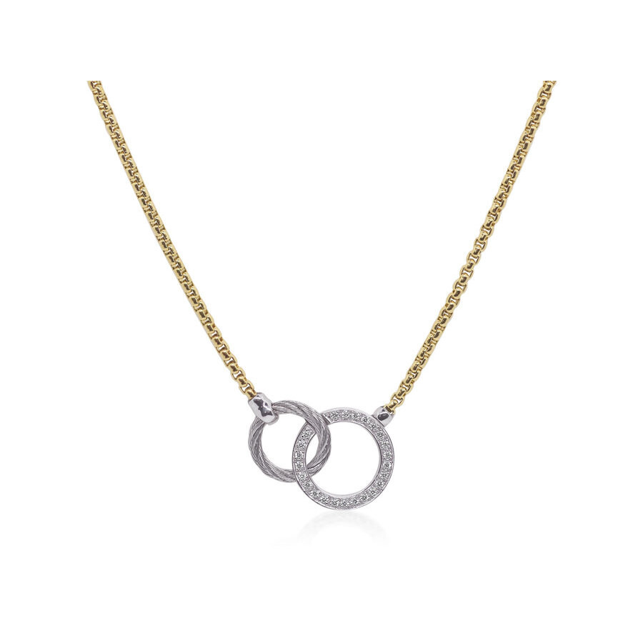 Alor Grey Cable & Yellow Chain Interlocking Full Circle Necklace with ...