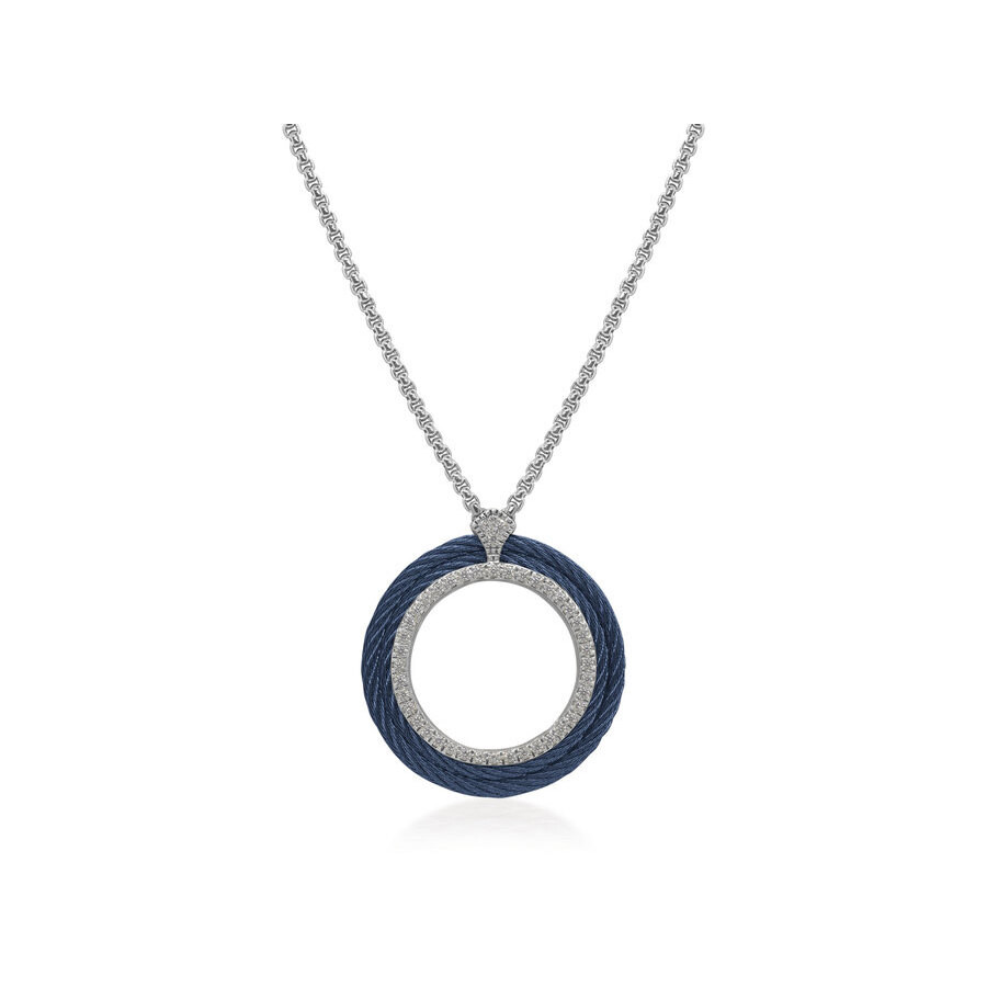 Alor Grey Chain & Blueberry Cable Circle Pendant Necklace with 18kt ...