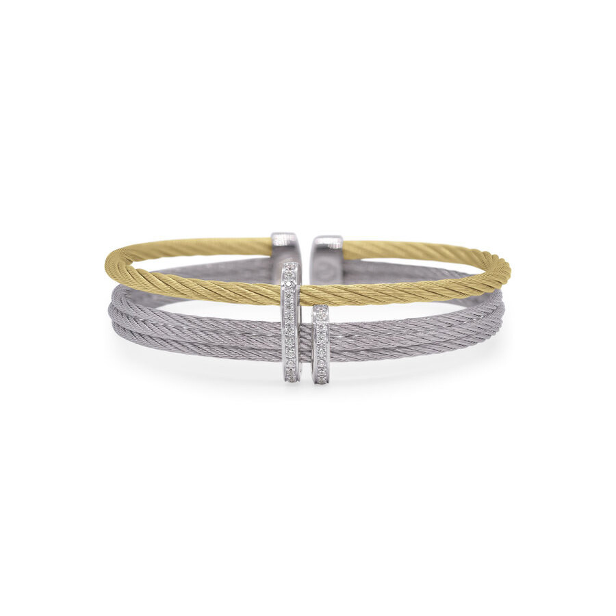 Alor Grey & Yellow Cable Double Arch Over Twist Cuff with 18K Gold ...