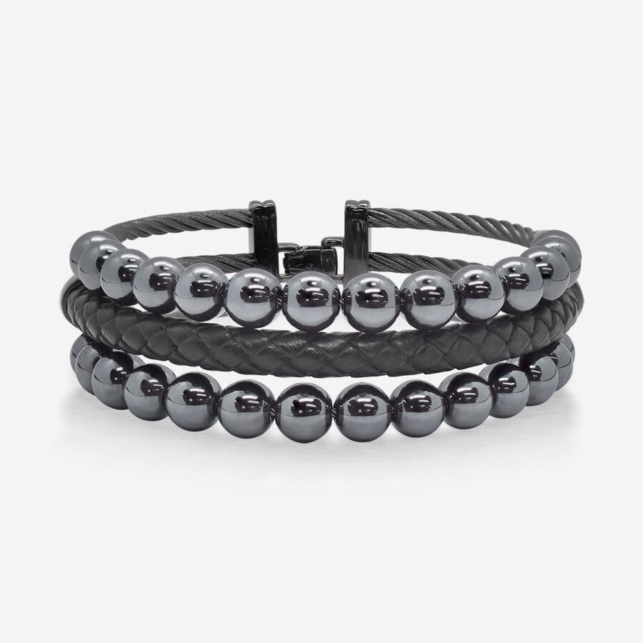 Alor Stainless Steel Hematite Bangle Bracelet 04-22-BK23-33 - Mens ...