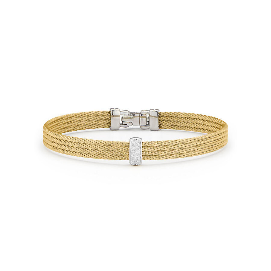 Alor Yellow Cable Barred Bracelet with 18kt White & Diamonds 04-37-S511 ...